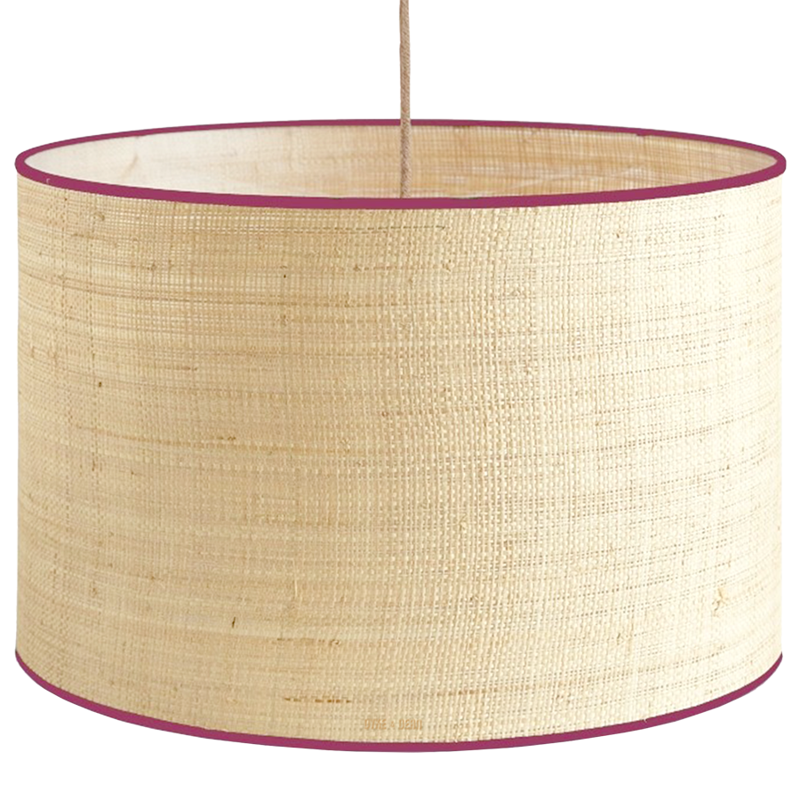 RAFFIA TRIM NATURAL SHADE E27 DRUM PLUM RIM - DYKE & DEAN