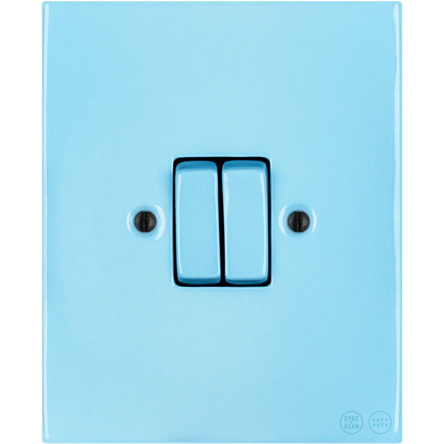 KATY PATY PORCELAIN PLATE WALL LIGHT SWITCH DOUBLE PASTEL BLUE - DYKE ...