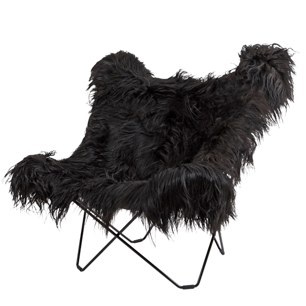 CUERO BUTTERFLY CHAIR LONG BLACK SHEEPSKIN DYKE DEAN