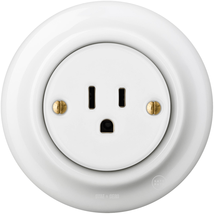 PORCELAIN WALL SOCKET USA WHITE 15 AMP - DYKE & DEAN